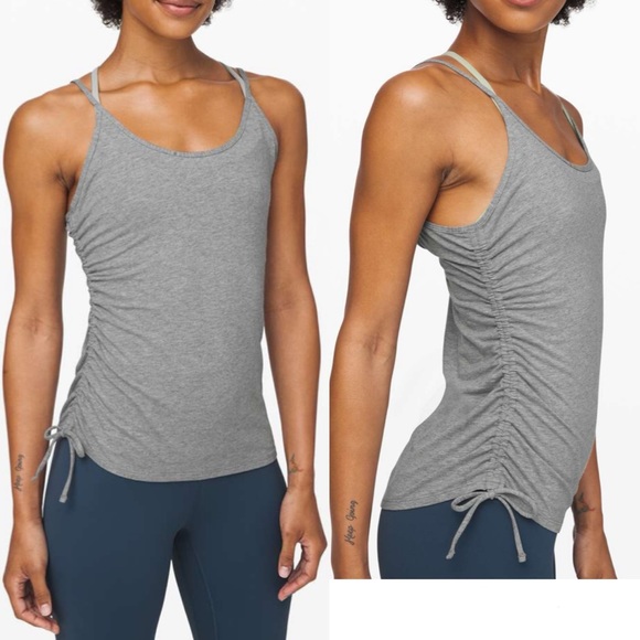 lululemon athletica | Tops | Lululemon Gray Side Ruched Cotton Tank Top ...